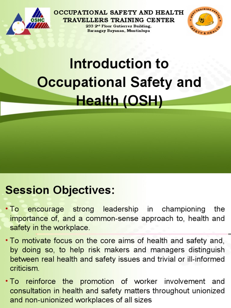 D1.1-Introduction To Occupational Safety & Health | PDF | Occupational ...