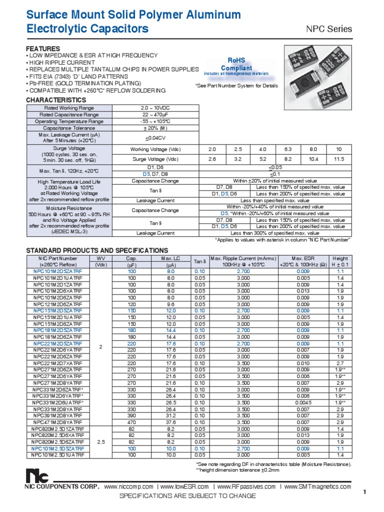 Data Sheet | PDF | Capacitor | Electrical Components