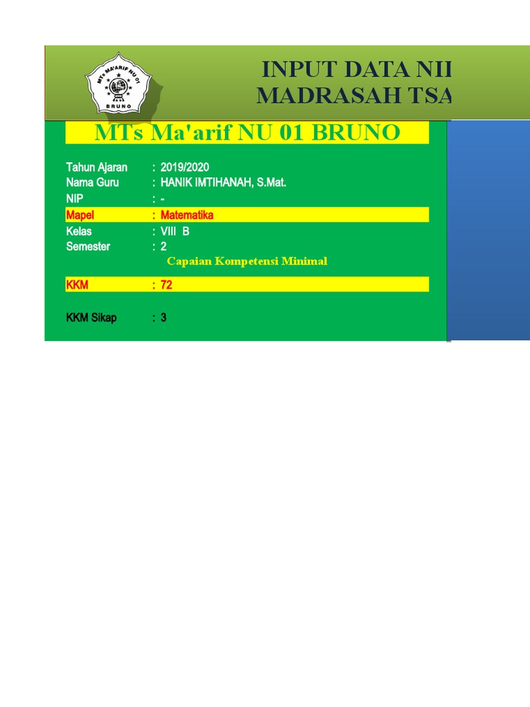 9.template Matematika. Kelas 8B | PDF