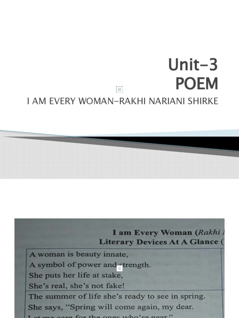 Unit-3 Poem: I Am Every Woman-Rakhi Nariani Shirke | PDF