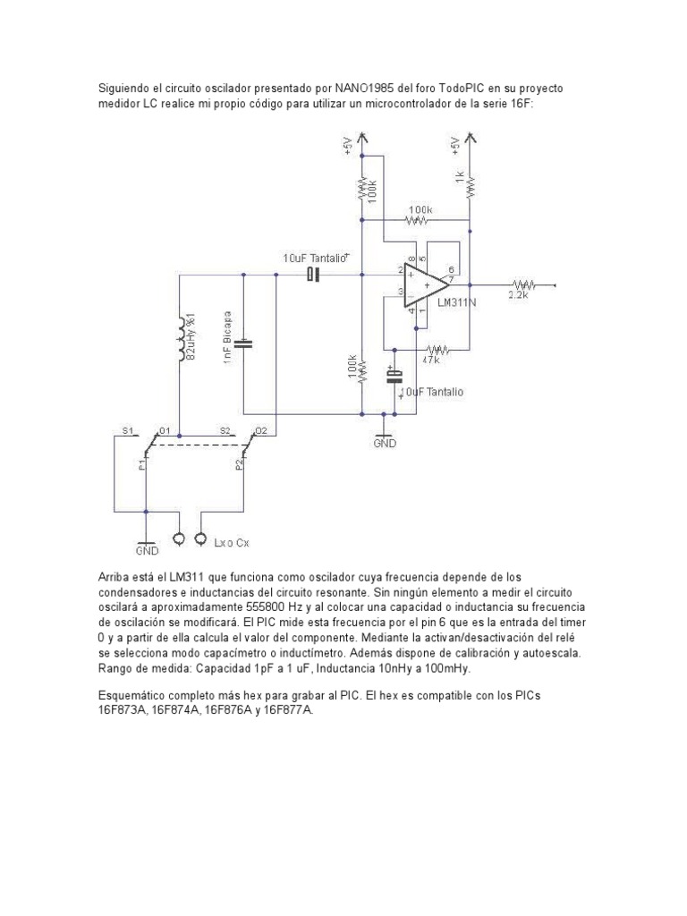Medidor de capacitancias y inductancias basado en un circuito oscilador LC y un microcontrolador ...