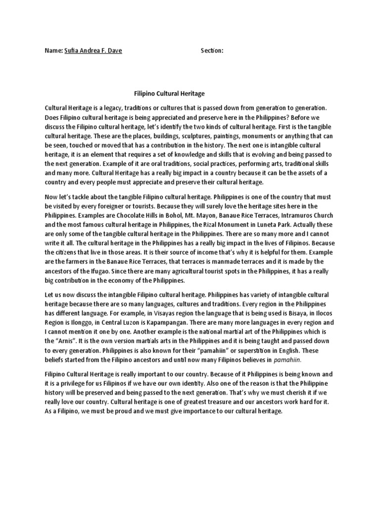 Filipino Cultural Heritage | PDF | Cultural Heritage | Philippines