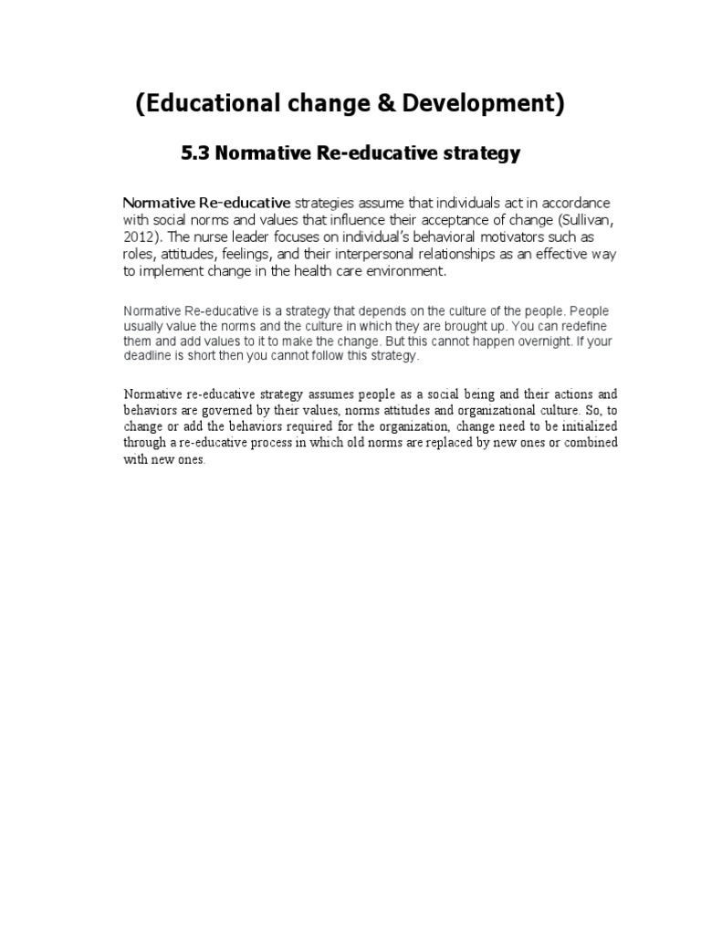 Normative Re-educative Change Strategies | PDF | Career & Growth
