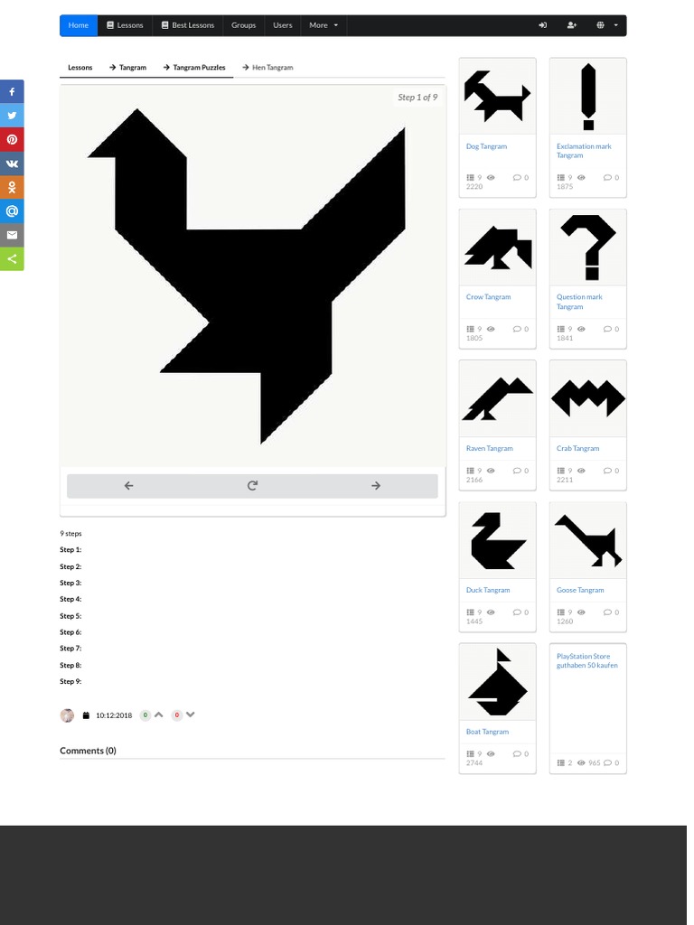Tangram Puzzles Hen Tangram Lesson | PDF | Puzzles | Sports