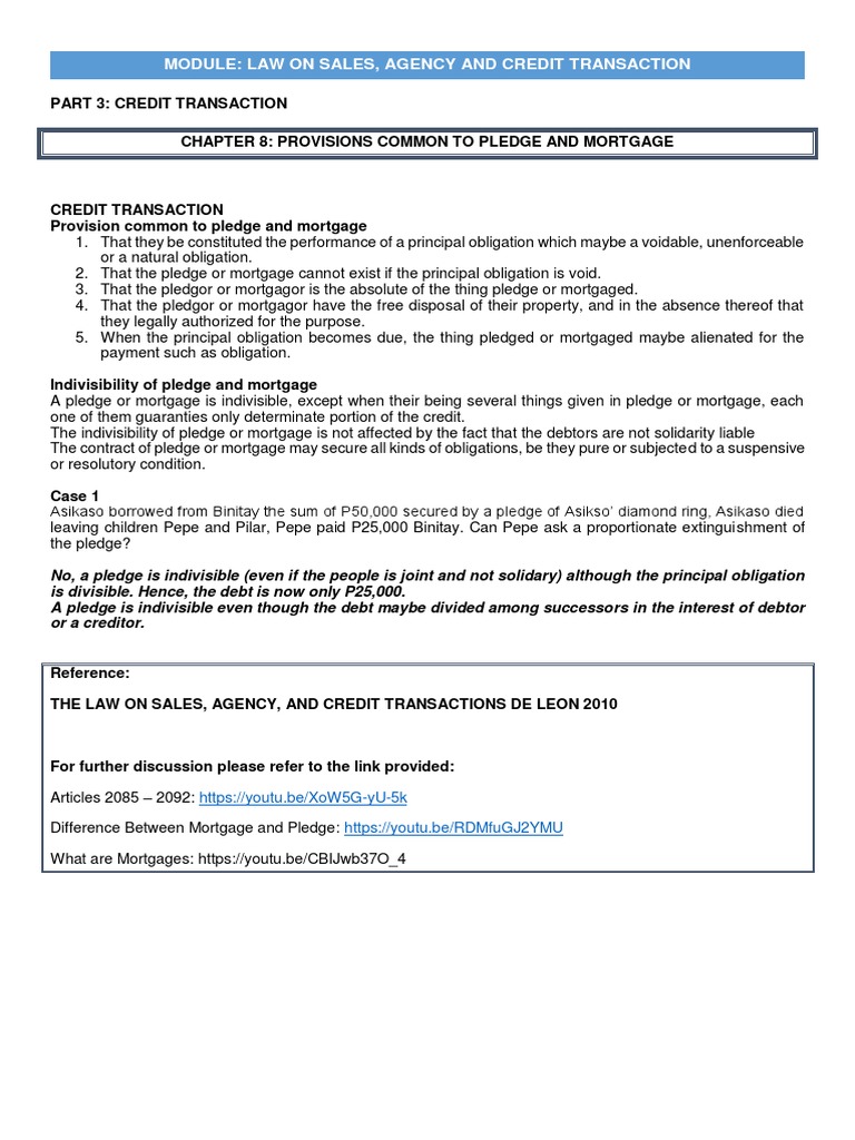 Chapter 8 Provisions Common To Pledge and Mortgage | PDF | Mortgage Law ...