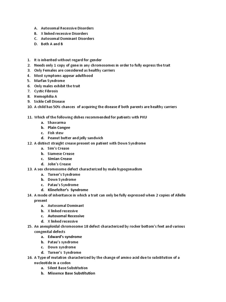 Genetics Final Exam | PDF | Genetic Disorder | Point Mutation