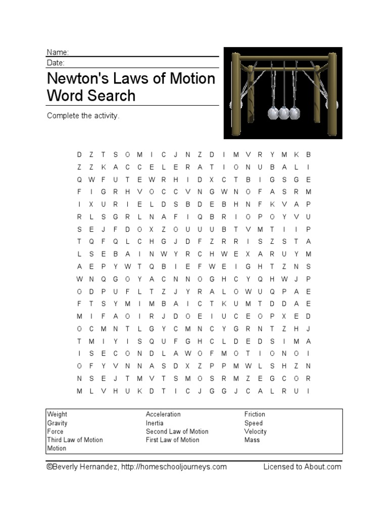 Force And Motion Word Scramble