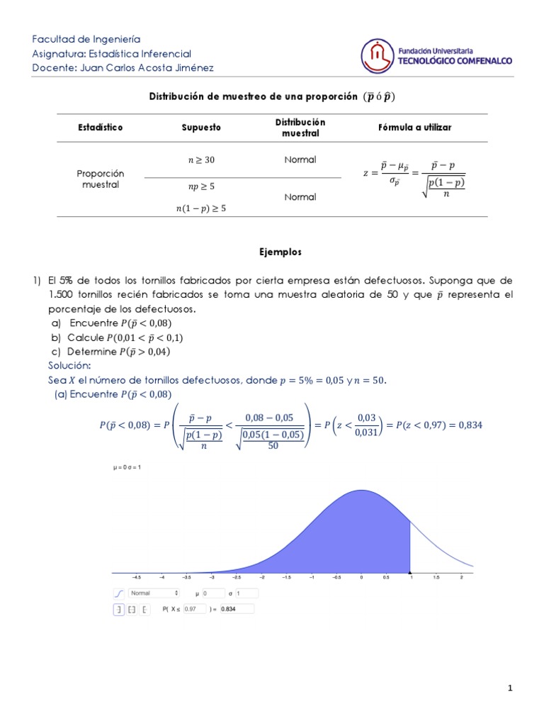 Distribución Muestral de Una Proporción | PDF | Intervalo (Matemáticas) | Probabilidad