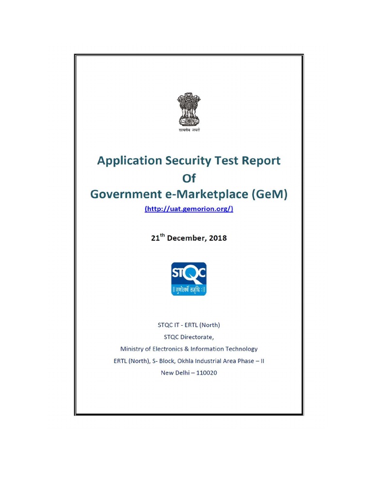 Application Security Test Report GeM 21122018 | PDF