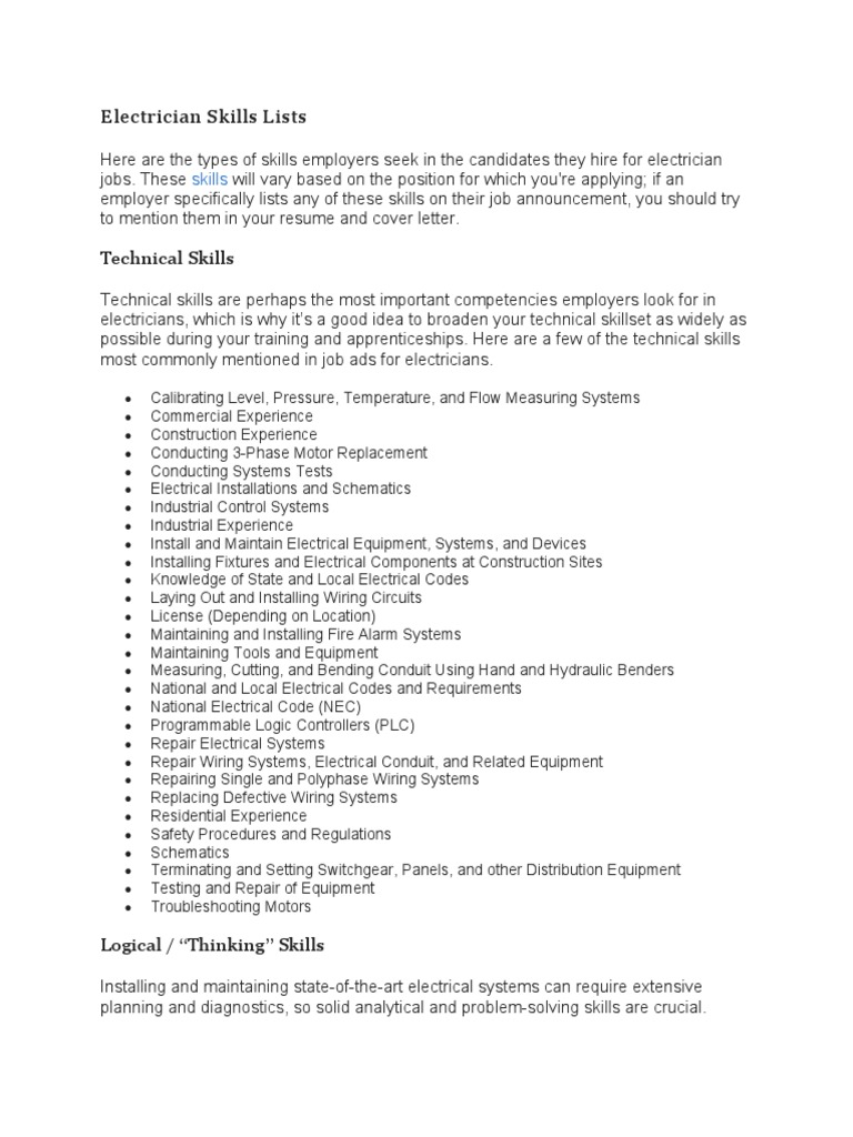 Electrical Related Skills | PDF | Electrician | Electrical Wiring
