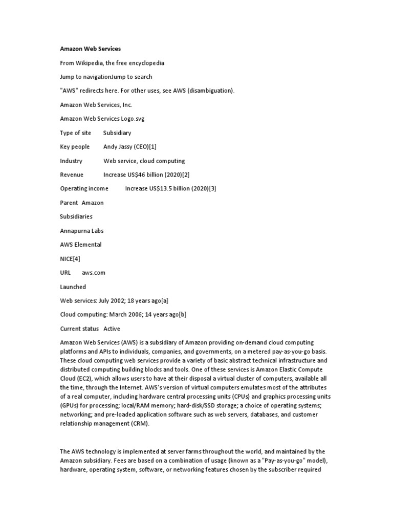 Introduction To Cloud Computing Aws Pdf Amazon Web Services Cloud