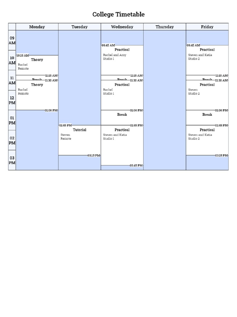 College Timetable | PDF
