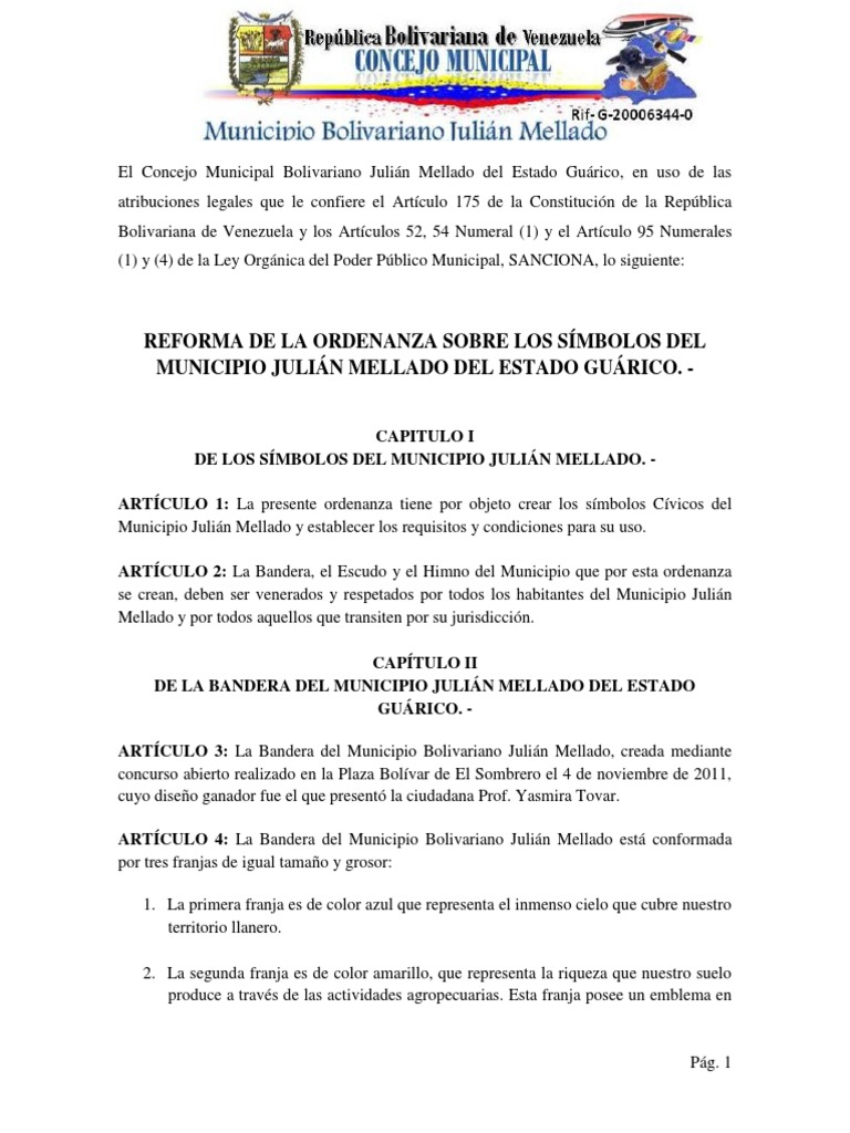 Reforma Ordenanza de Los Simbolos Municipales Final | PDF