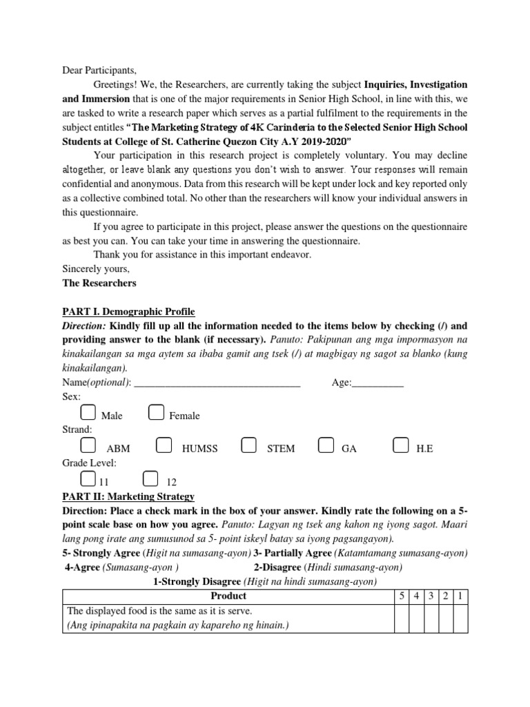 12-ABM C-Marketing Strategy-Questionnaire | PDF | Business