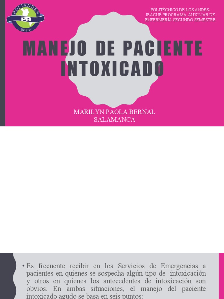 Manejo de Paciente Intoxicado | PDF | Vómitos | Tratamientos médicos