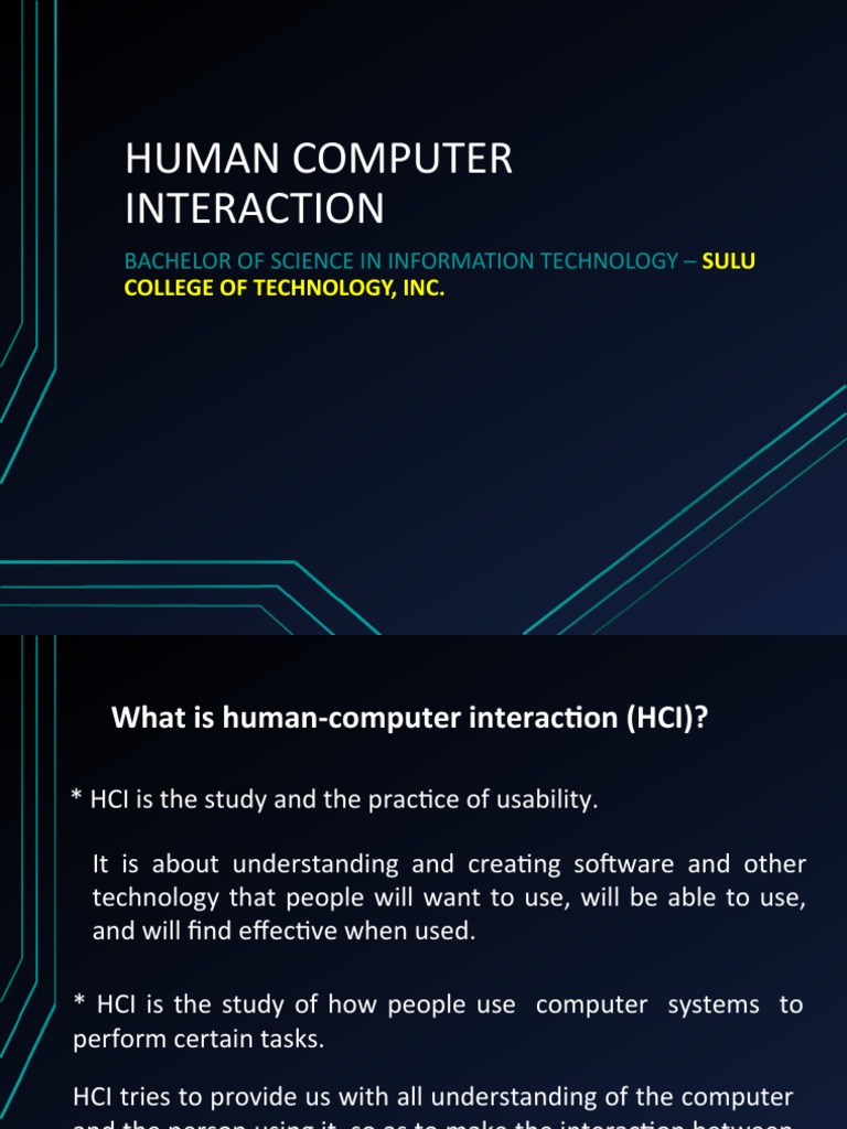 Human Computer Interaction: Bachelor of Science in Information ...