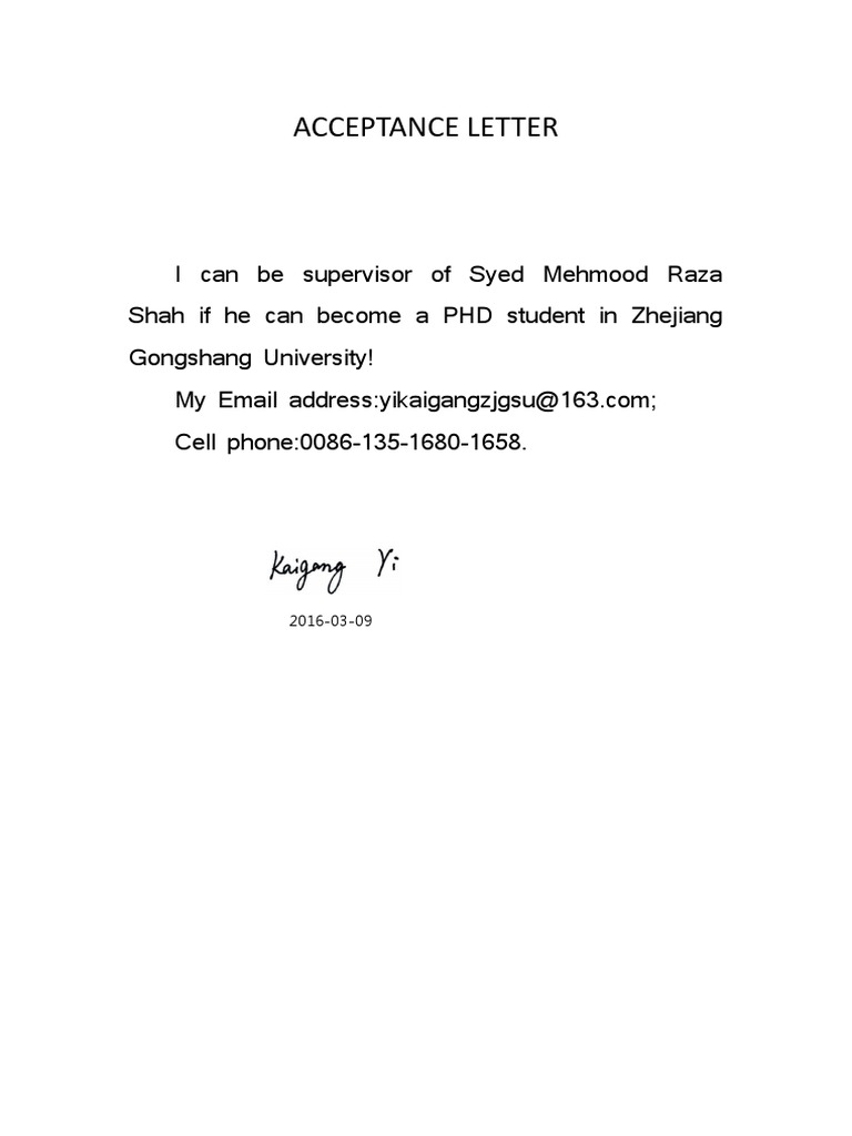 Acceptance Letter | PDF