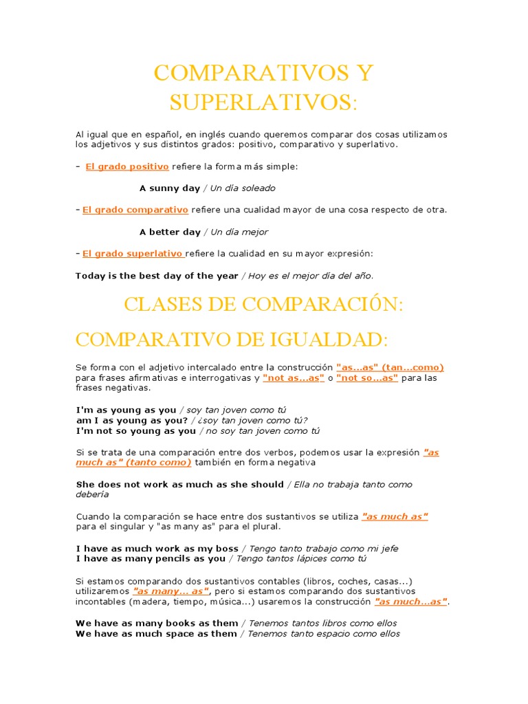 Comparativos y Superlativos | PDF | Adjetivo | Sustantivo