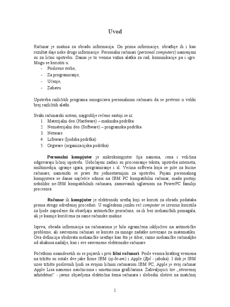 Računarski Sistemi - Zbir Delova | PDF