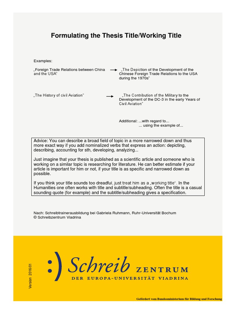Formulating The Thesis Title | PDF