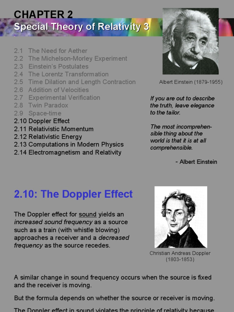 Special Theory of Relativity 3 | PDF | Electronvolt | Doppler Effect