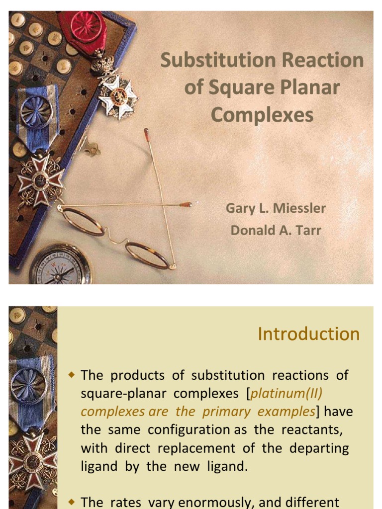 Substitution Reaction of Square Planar Complexes | PDF | Coordination ...