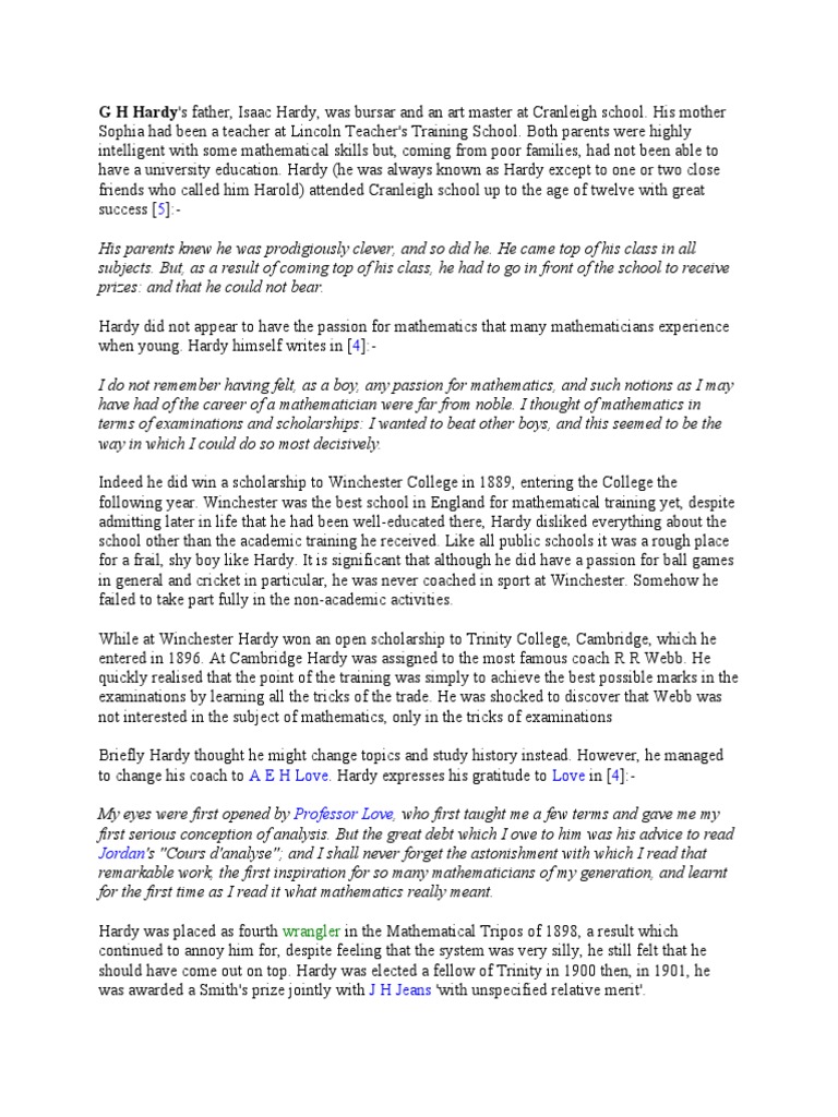 G H Hardy | PDF | Mathematics | Teaching Mathematics