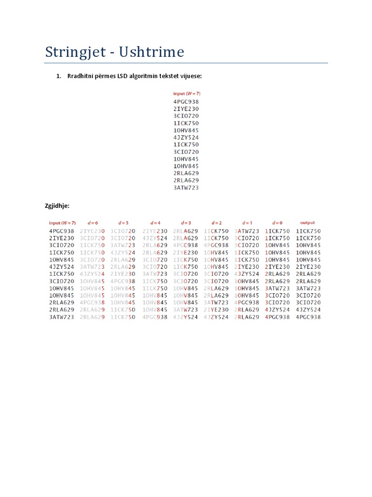 LSD Algorithm String Sorting Exercises | PDF | Teaching Methods ...