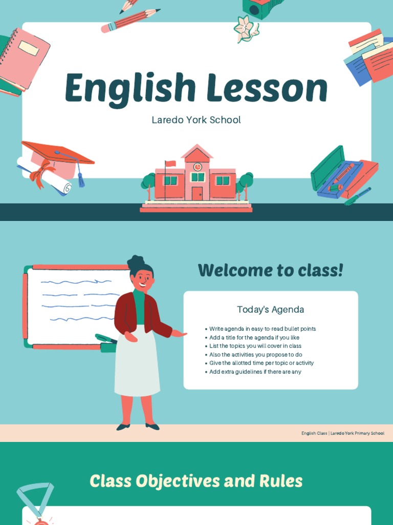 Peach and Blue Illustration English Class Education Presentation | PDF ...