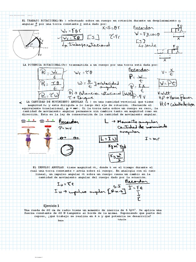 Energia, Potencia, Momento Angular y Impulso Rotacional | PDF