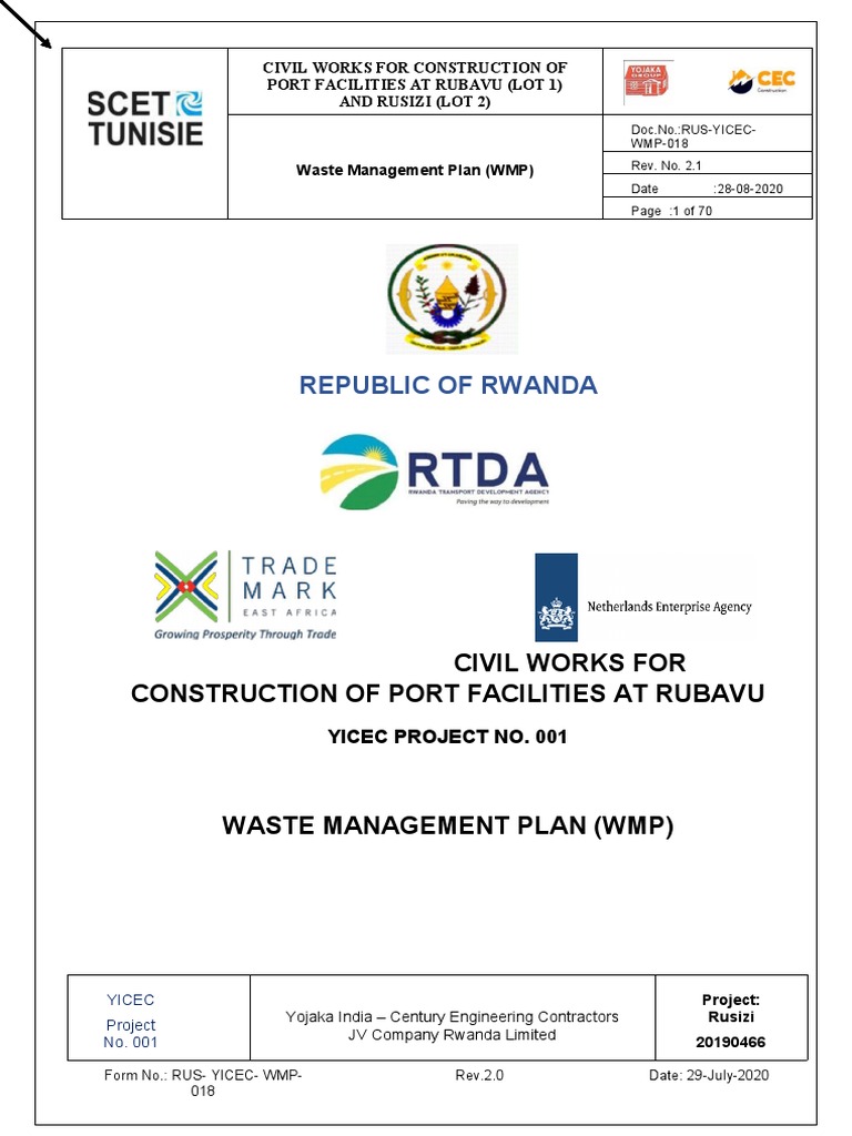 Rubavu - Waste Management Plan - WMP-Rev 2.1.docx - 20200827 | PDF | Waste Management | Waste