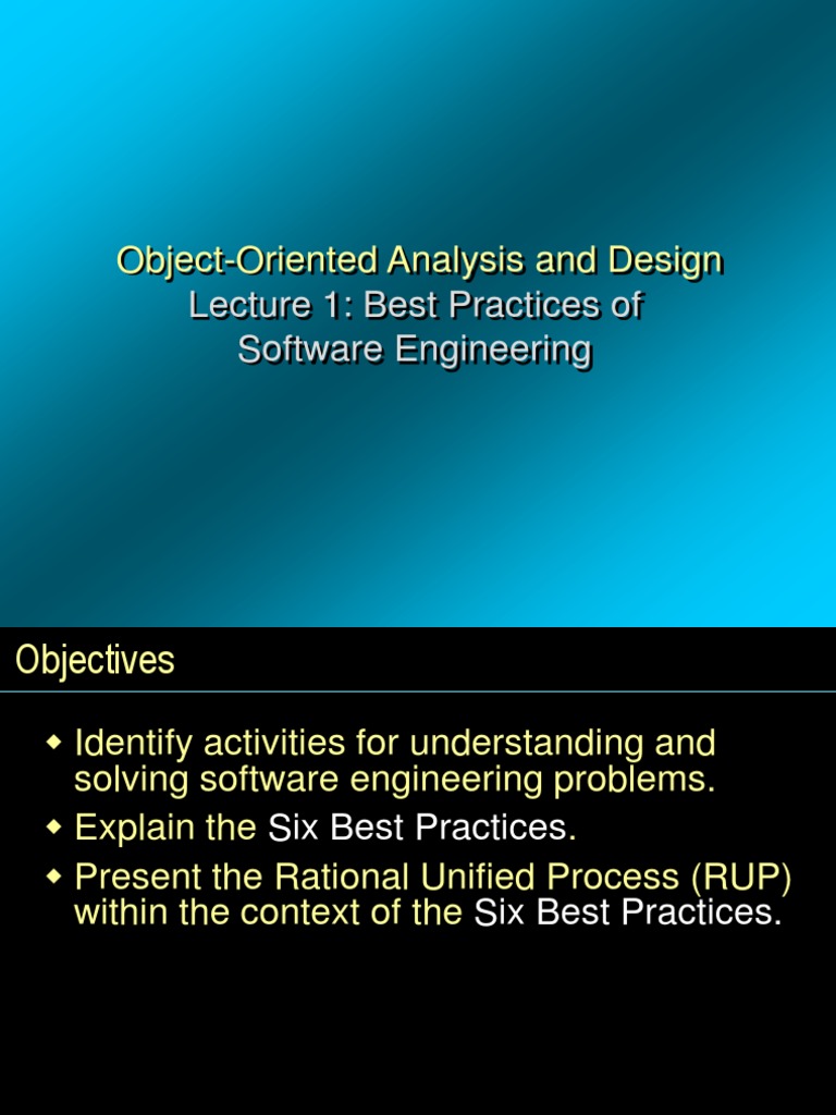 Object-Oriented Analysis and Design: Lecture 1: Best Practices of Software Engineering | PDF ...