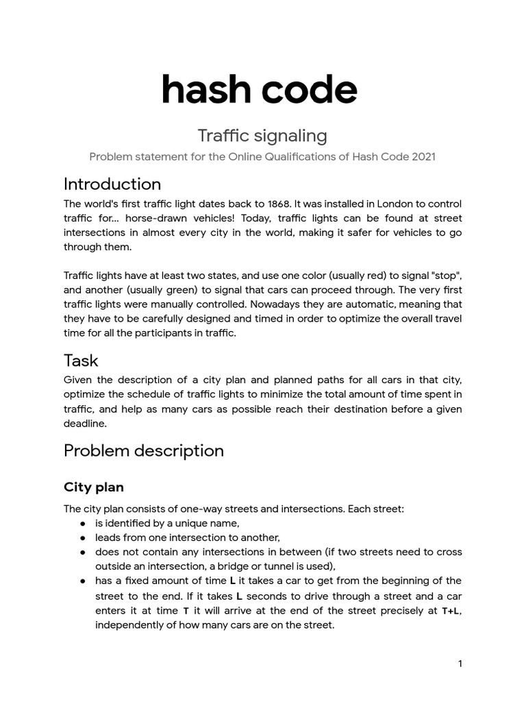 Hashcode 2021 Online Qualifications | PDF | Traffic Light | Computer ...