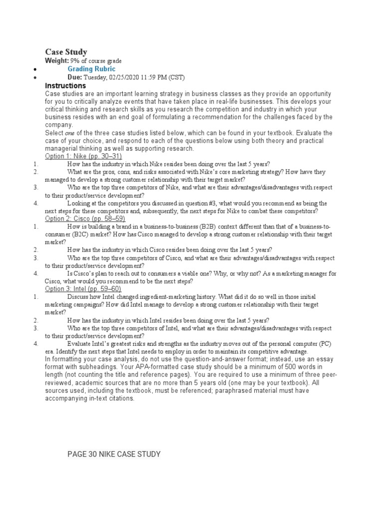 Case Study: Instructions | PDF | Nike | Business