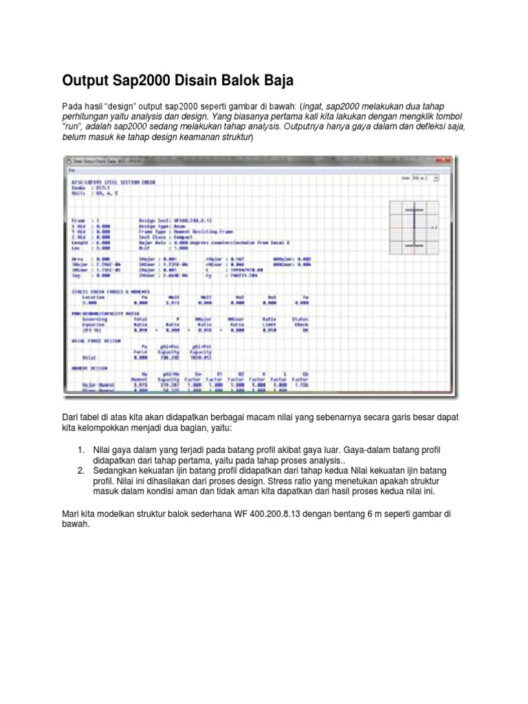 Output Sap2000 Disain Balok Baja Final | PDF