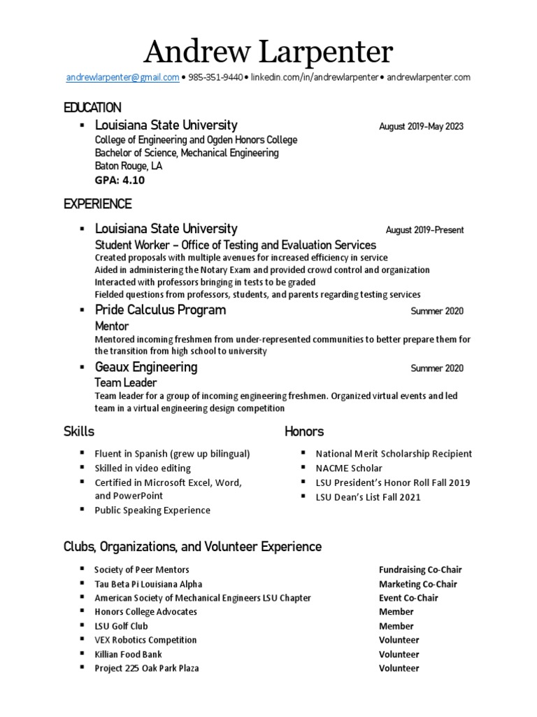 Andrew Larpenter Resume Jan2021 | PDF | Human Nature | Further Education