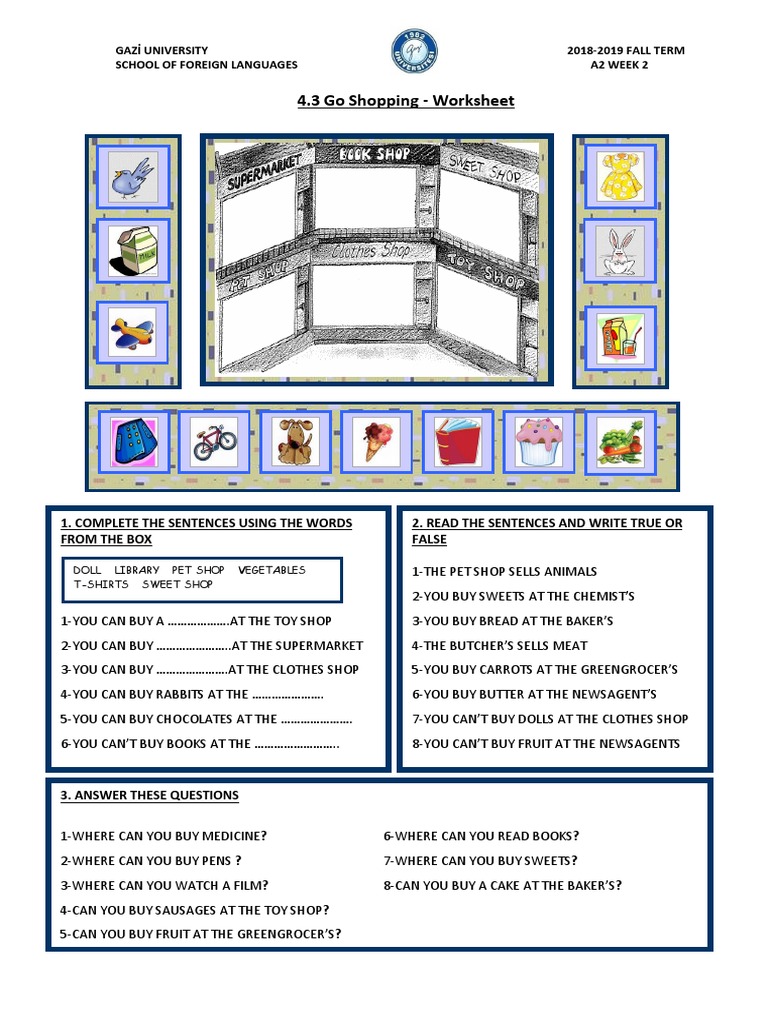 Shopping Vocabulary Worksheet | PDF | Cooking, Food & Wine | Home & Garden