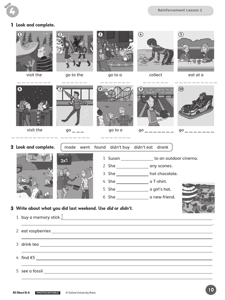 1 Look and Complete.: Reinforcement Lesson 2 | PDF