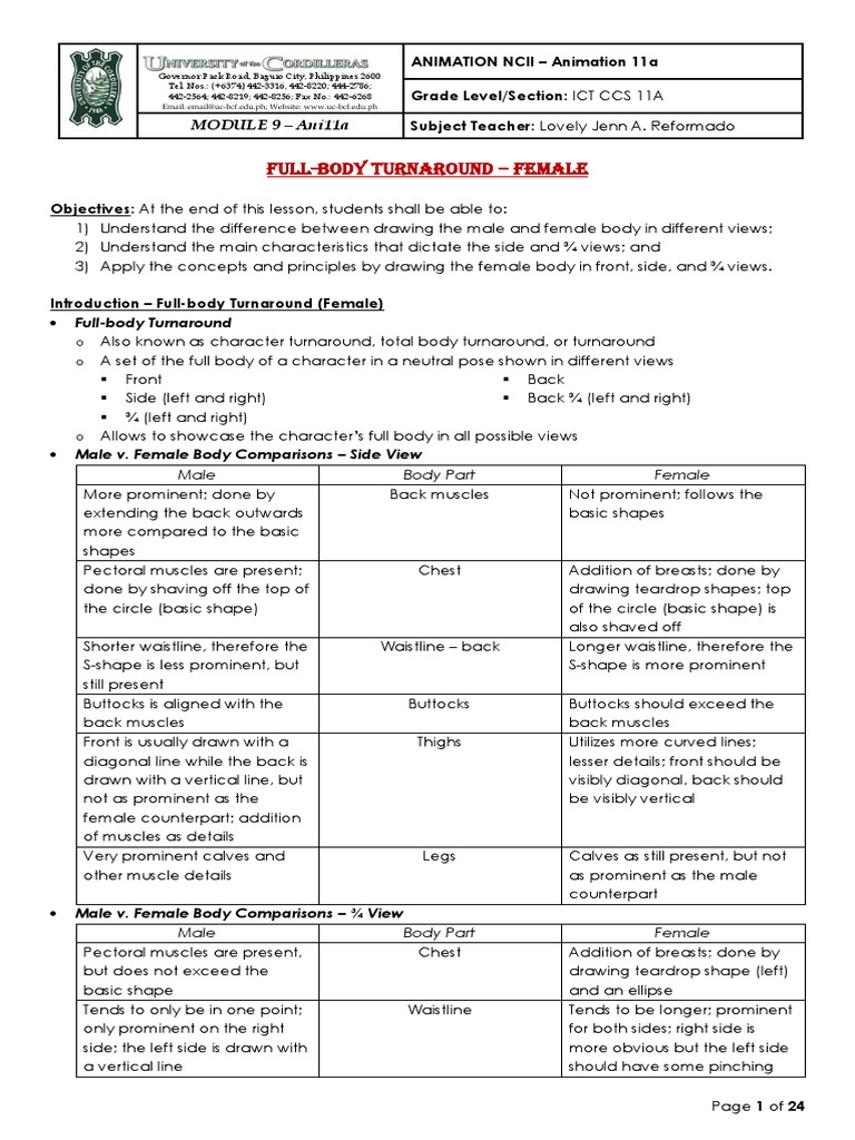 Female Body Turnaround Guide | PDF | Arm | Hand