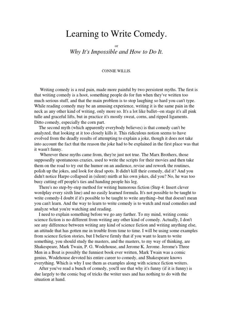 Writing SF - 08 Learning To Write Comedy | PDF | Jokes | Much Ado About ...