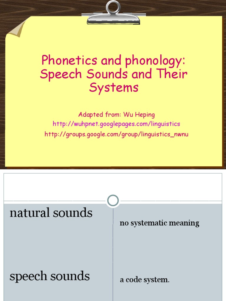Phonetics and Phonology: Speech Sounds and Their Systems: Adapted From ...