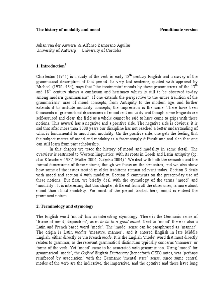 The History of Modality and Mood | PDF | Modal Logic | Logic