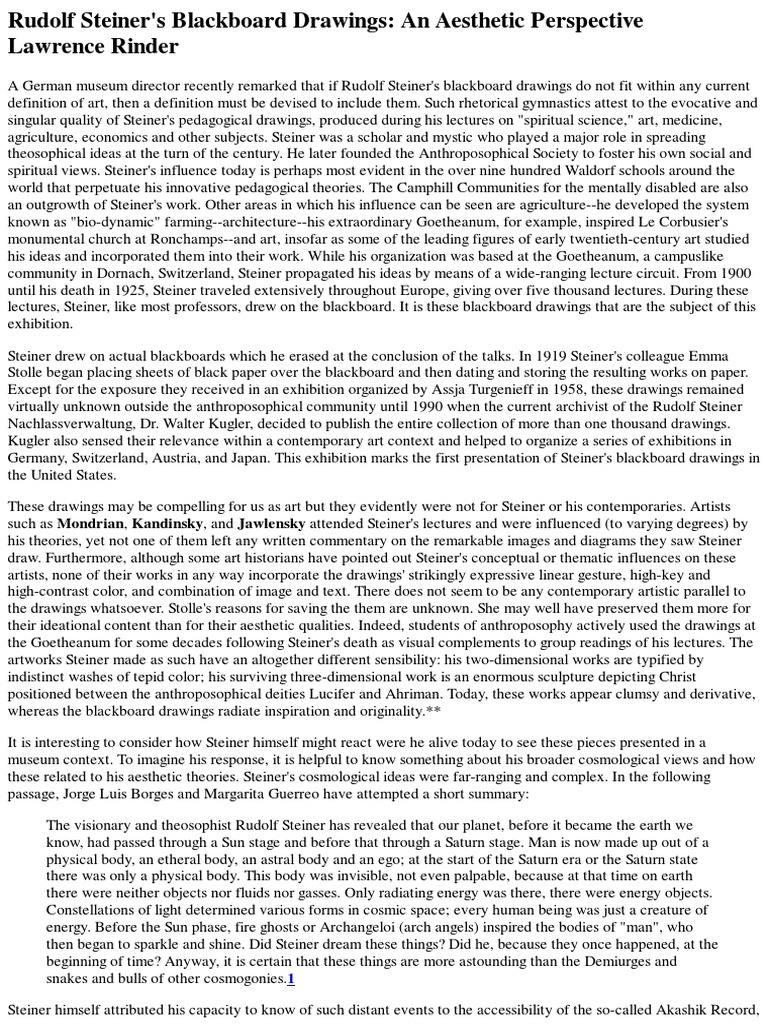 Rudolf Steiner - An Aesthetic Perspective | Download Free PDF | Rudolf ...
