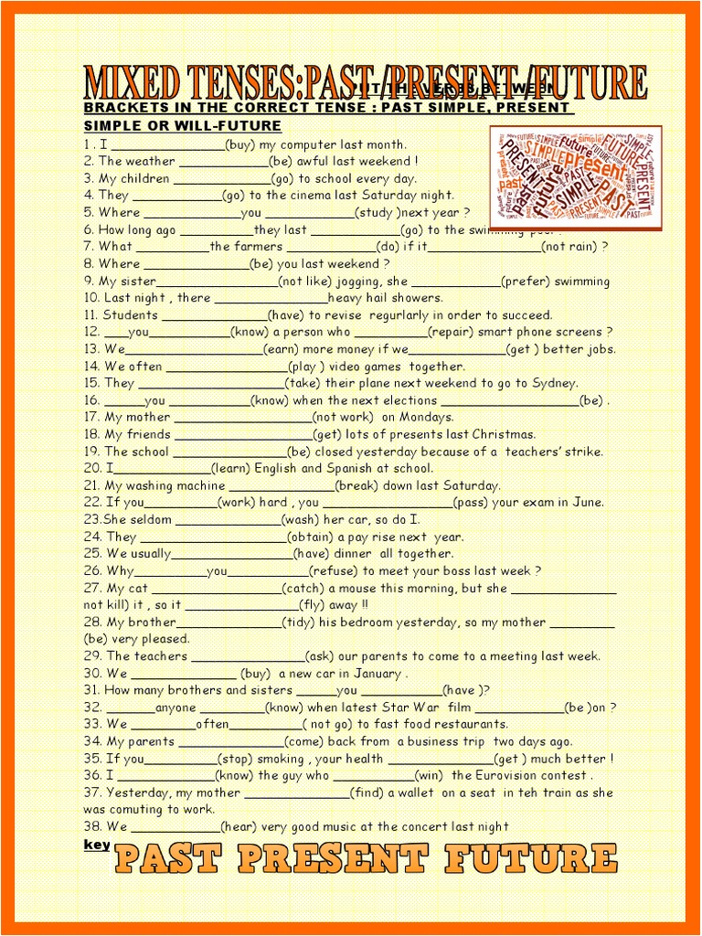 Mixed Tenses Past Present Future With Key Grammar Drills 98336 | PDF ...