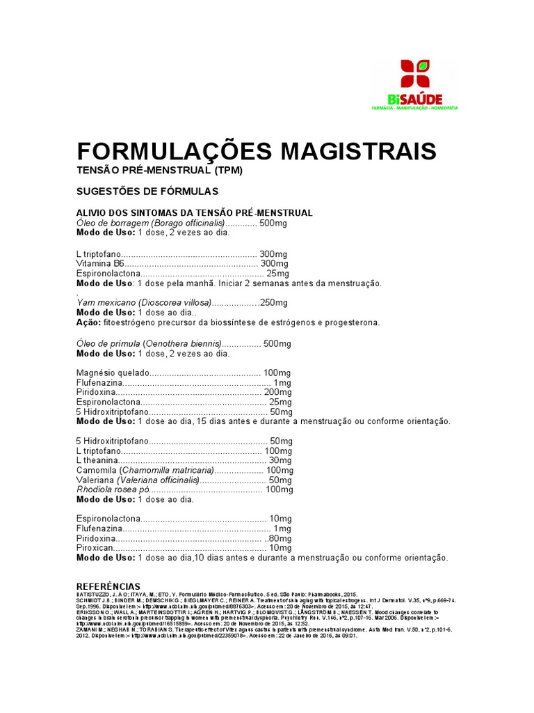 Formulario TPM | PDF | Nutrientes essenciais | Produtos naturais