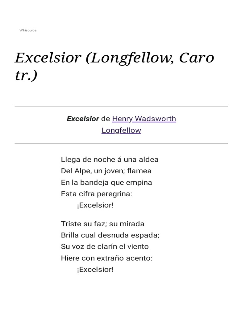 Excelsior (Longfellow, Caro TR.) - Wikisource | PDF