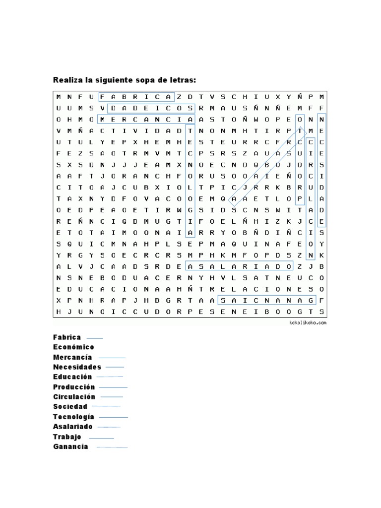 Sopa de Letras de Economía | PDF
