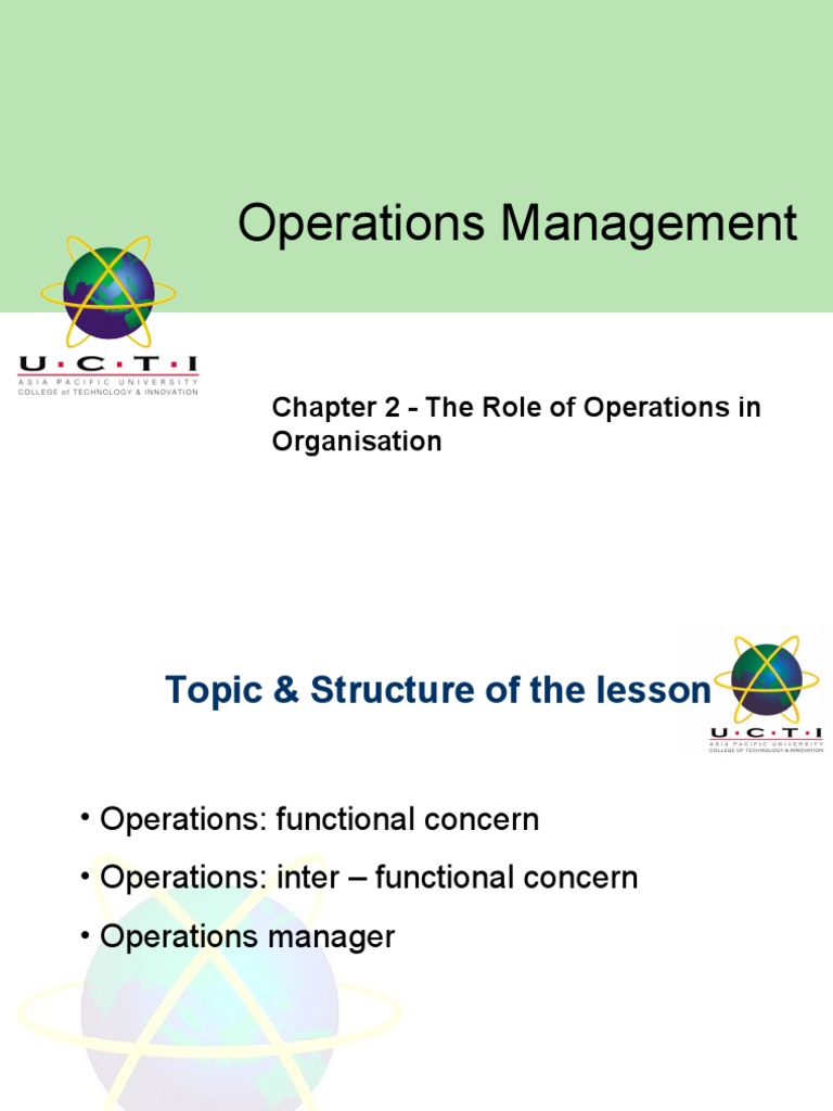 Operations Management: Chapter 2 - The Role of Operations in ...