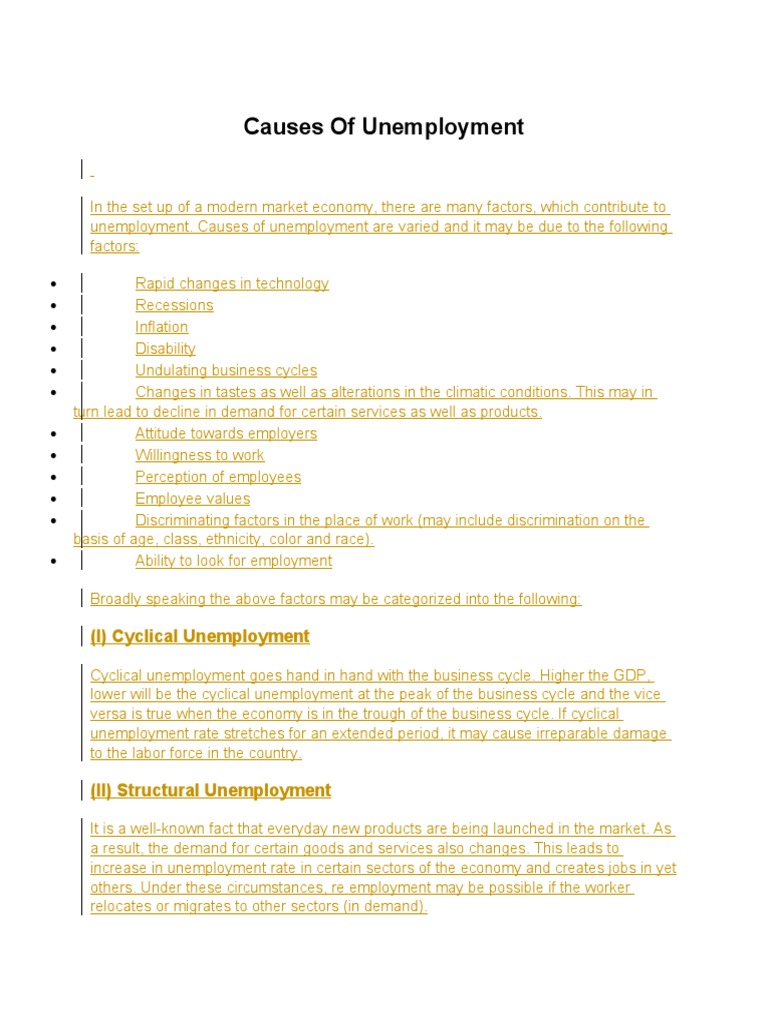 Causes of Unemployment | PDF | Business Cycle | Unemployment
