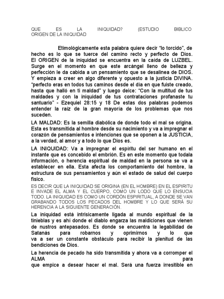 Que Es La Iniquidad | PDF | Pecado | Oración